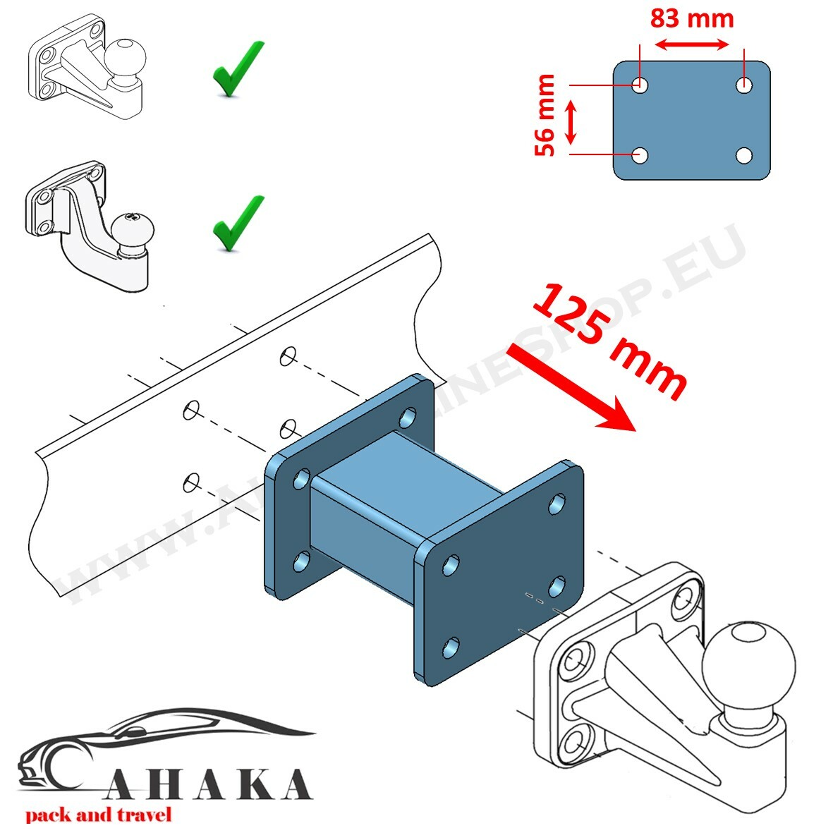 Trailer Hitch Spacer Block Hitch & Adapters For Burley Trailers