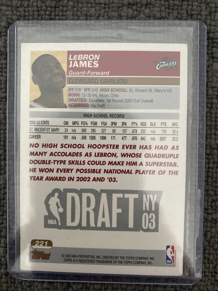 2003-04 Topps - 2003 NBA Draft #221 LeBron James (RC) | eBay