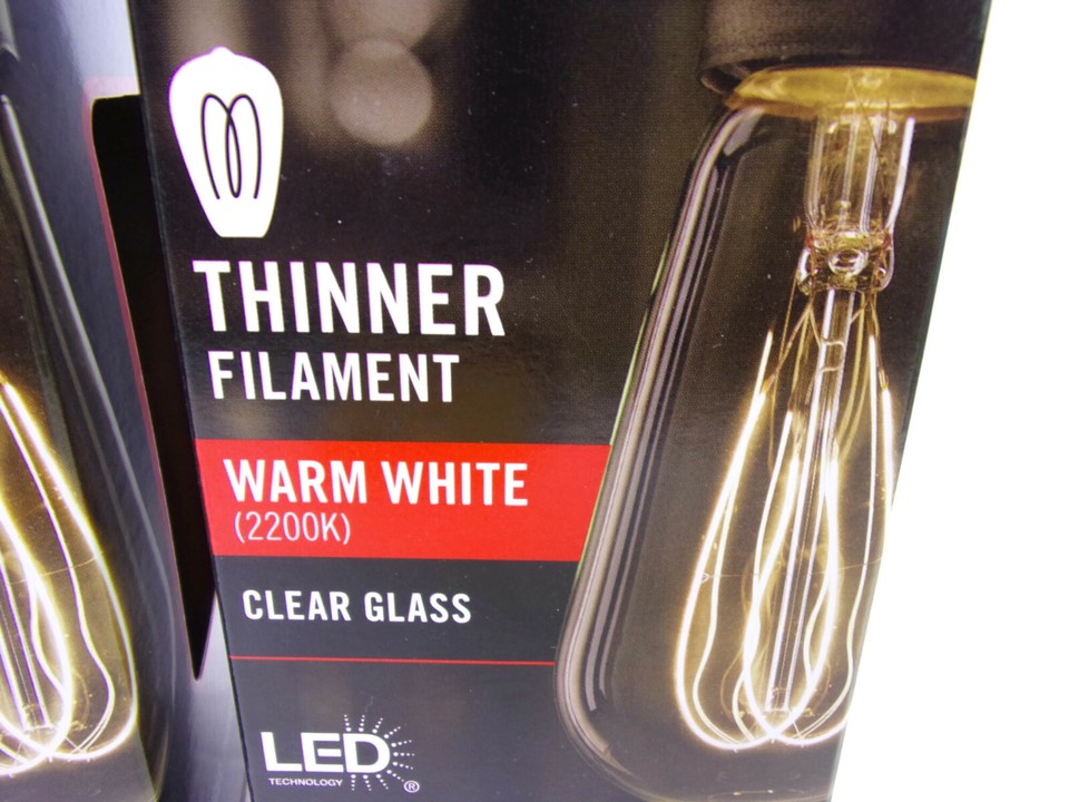 2pc Ecosmart Thinner Filament Warm White 2200K 40W ST19 Clear Glass LED ...