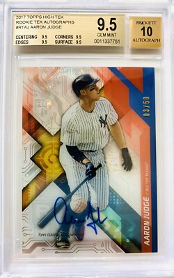 2017 Topps High Tek Aaron Judge RC Autograph #3/50 BGS 9.5/10 True 9.5 ...