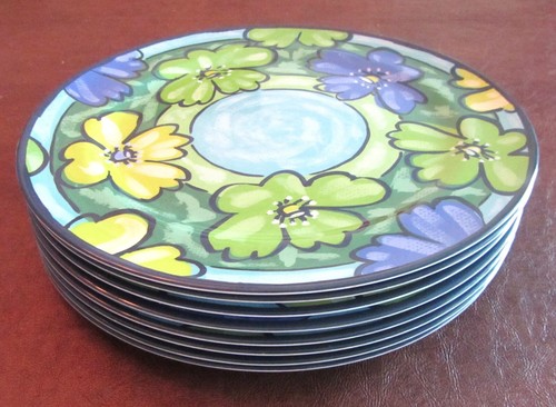 Set Of 8 Sakura Evolution Melamine Floral/Flowers 11" Dinner Plates ...