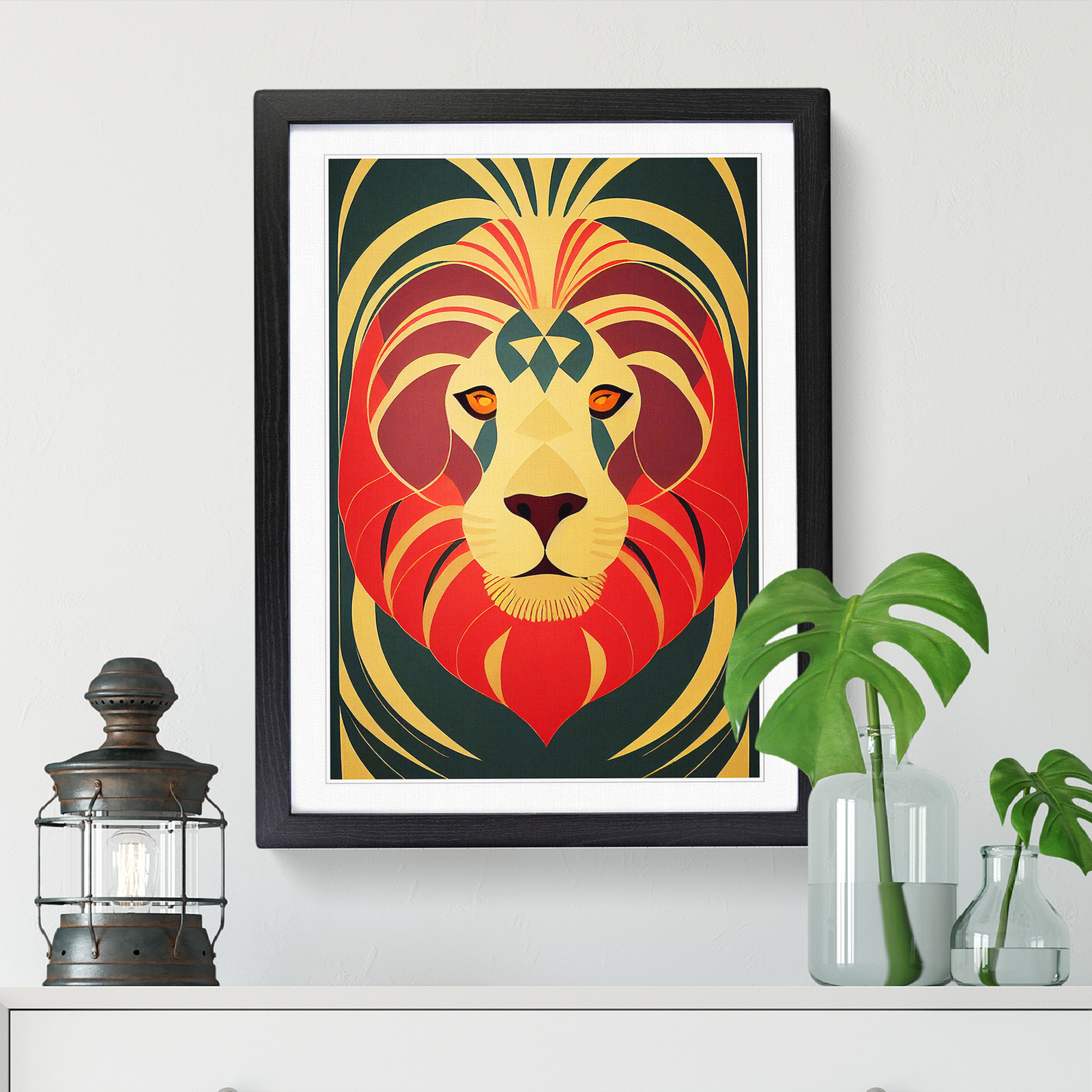 Lion Art Deco Vol.5 Wall Art Print Framed Canvas Picture Poster Decor ...