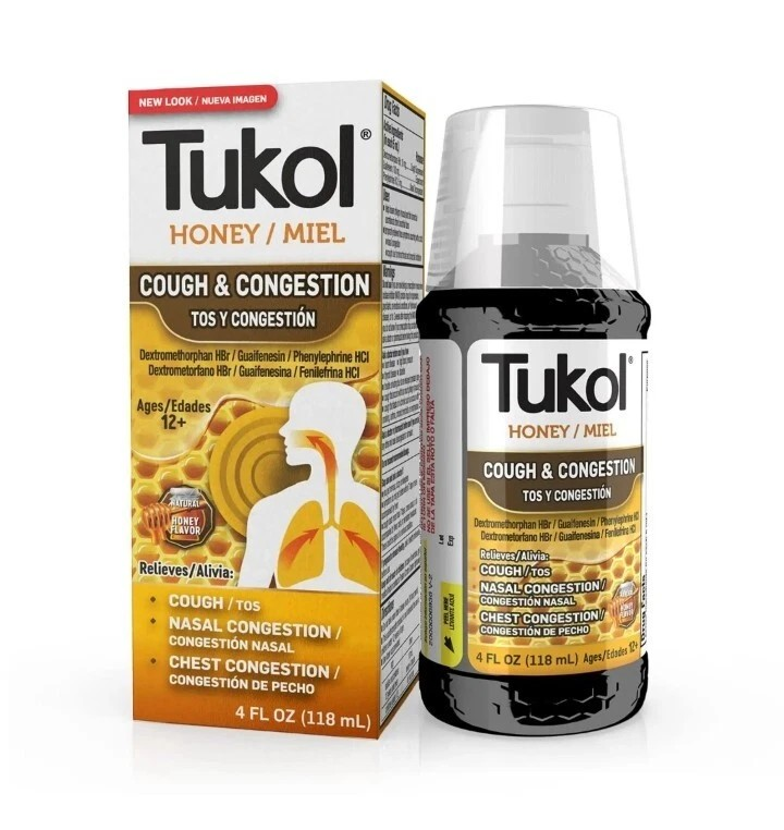 Tukol Honey / Miel Cough & Congestion Cold Medicine Syrup 4 FL OZ ...