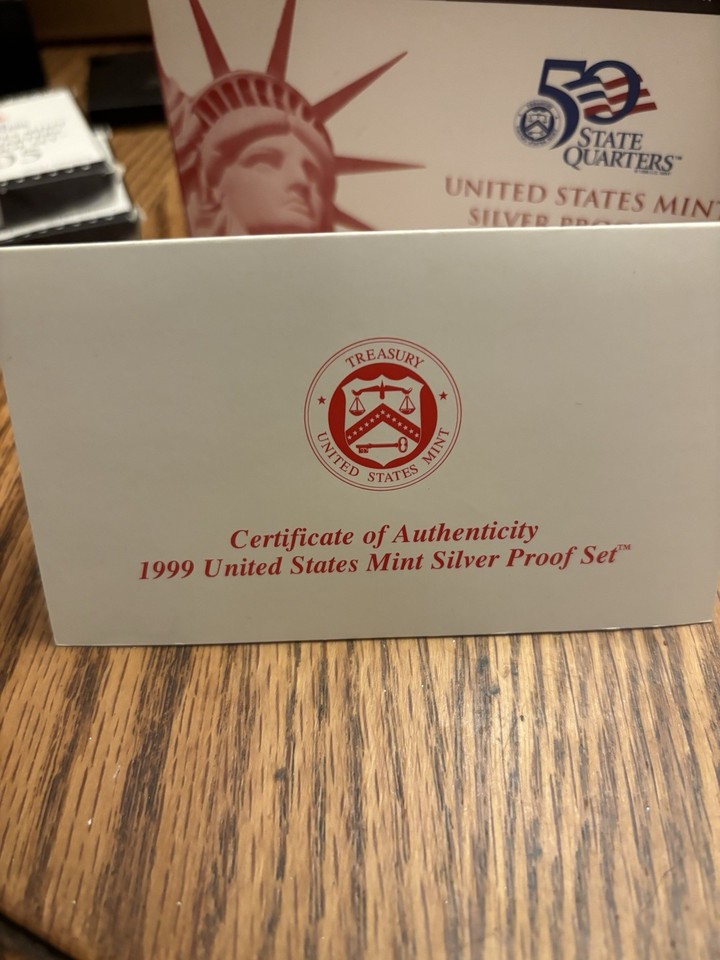 1999-S SILVER Proof Set with State Quarters and original U.S. Mint box ...