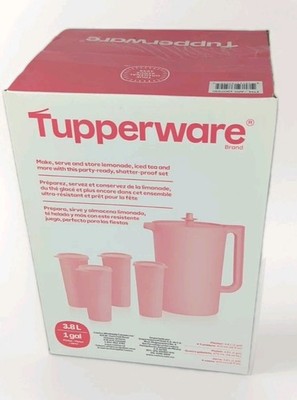 Tupperware Heritage Pink 1 Gallon Pitcher & 4 Tumbler Set With Lids | eBay