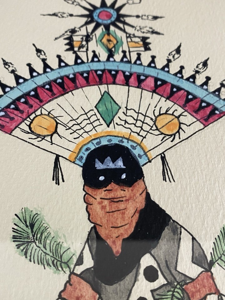Ralph Holmes 1972 Native American Painting San Carlos Apache Dancer ...