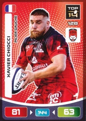 128 CHIOCCI XAVIER # LYON LOU # PANINI CARD ADRENALYN RUGBY TOP 14 2021 ...