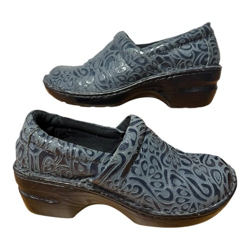 BOC Born Concept Clogs Women 8M Blue Leather Floral Tooled Comfort Walk ...