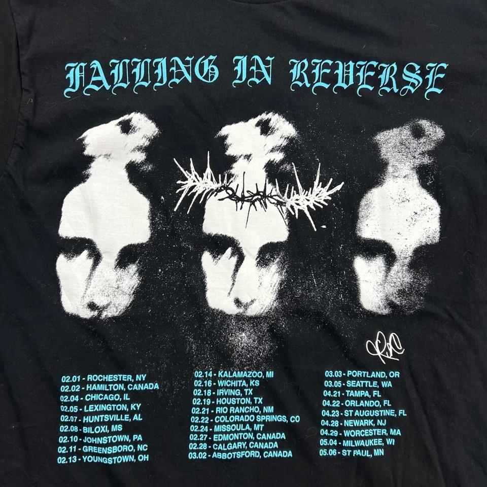 Falling In Reverse Shirt Size XL Black Band Concert Tour Cyber Grunge ...