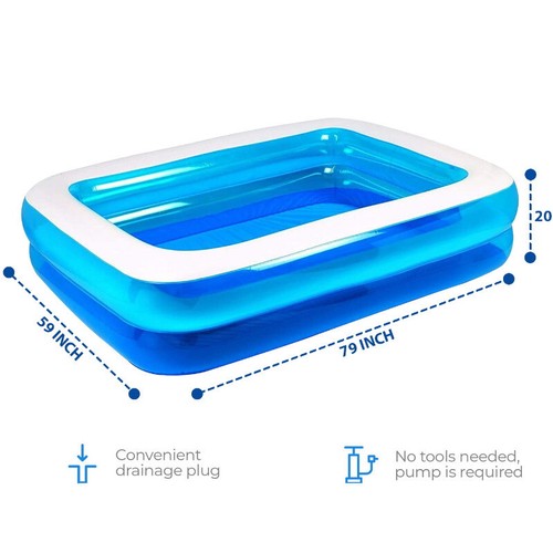 Giant Swimming Paddling Pool 1.9m x 1.4m Inflatable 6.5ft x 4.7ft ...