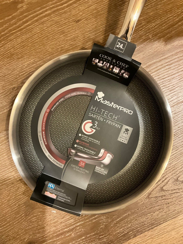 Masterpro Hexagonal HEX Triple Clad Stainless Steel 3-Ply 24cm Euro Fry ...