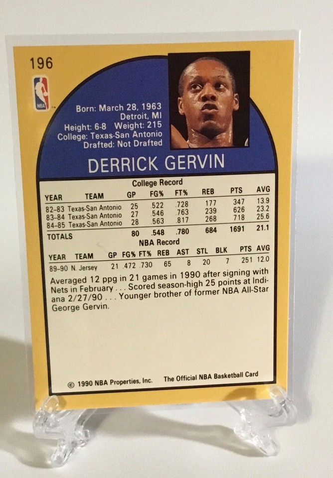1990 NBA Hoops Derrick Gervin . New Jersey Nets #196 | eBay