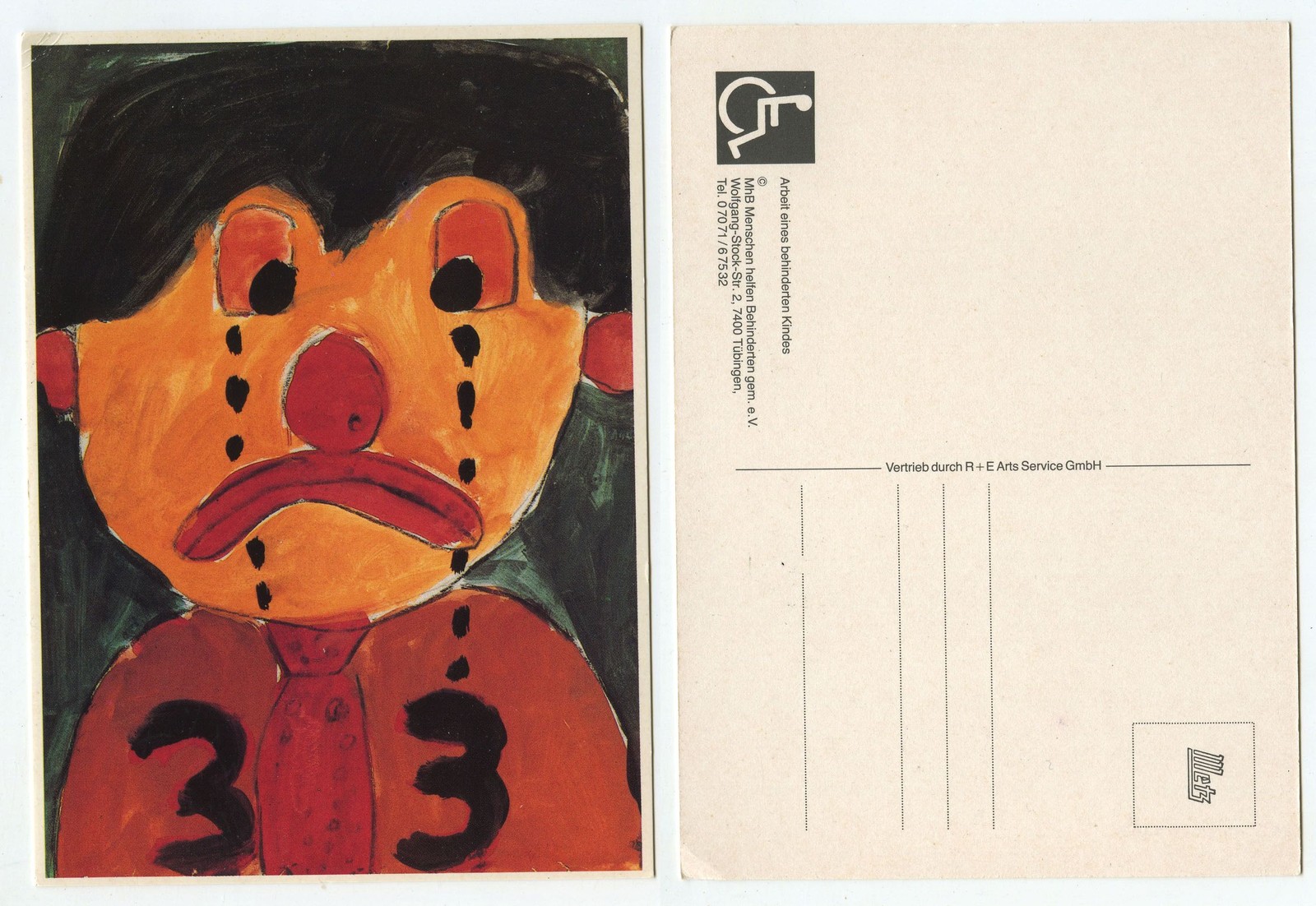 24715 - Crying Clown - Work of a Disabled Child - Old Postcard | eBay
