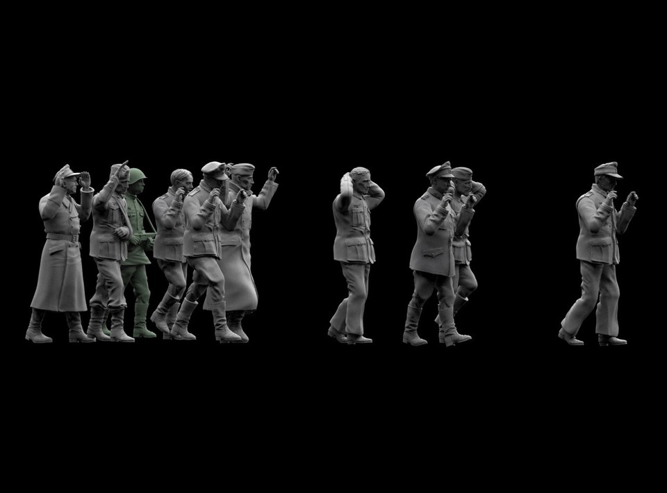 WW2 Soviet Red Army Guard & German POW Prisoners 1:35 Resin Figures 3D ...