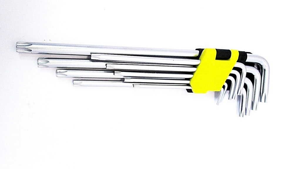 Extra Long Torx Key Set 9pc Tamperproof T10 to T50 Allen Keys Bergen ...