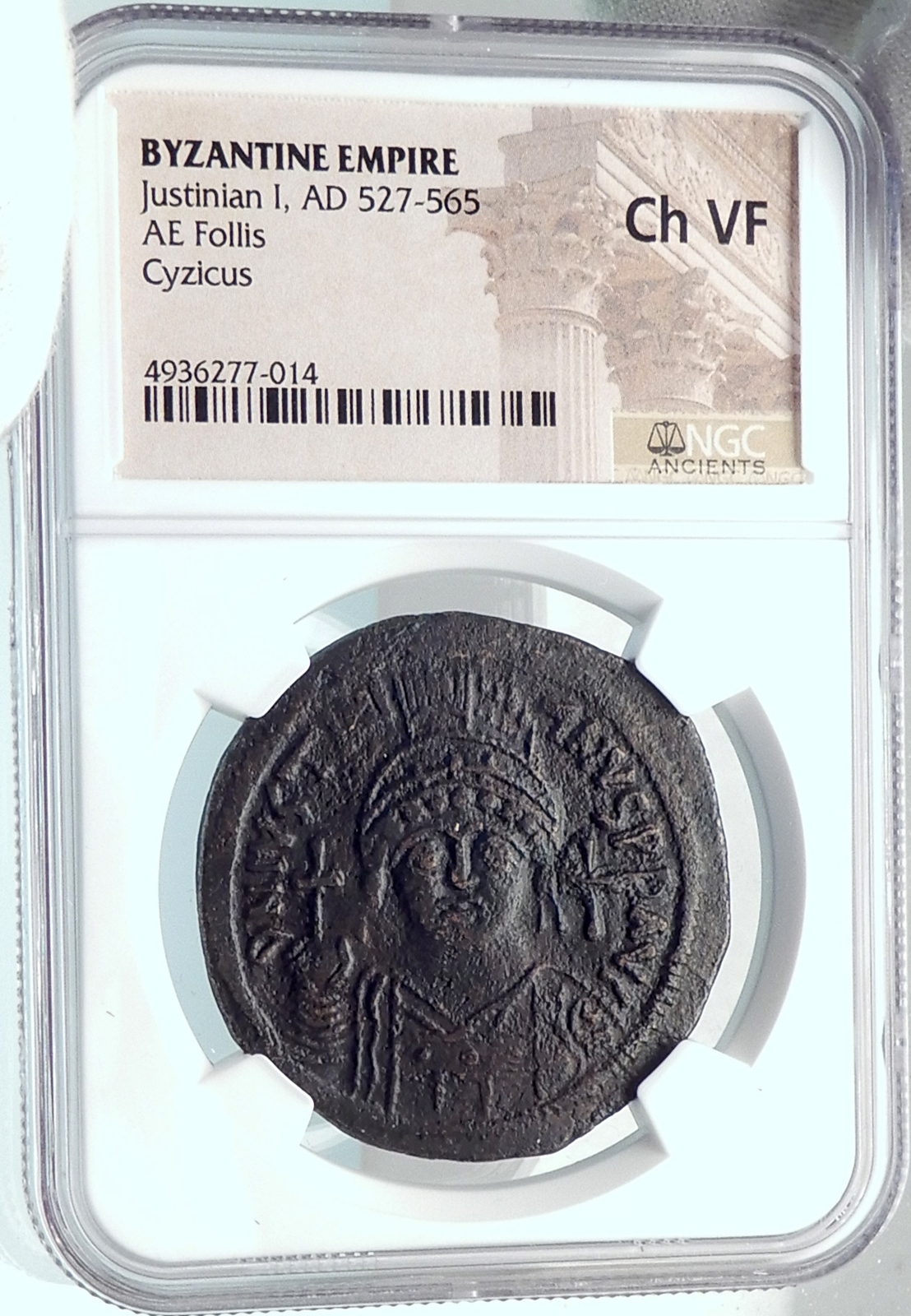 JUSTINIAN I the GREAT Ancient Constantinople Follis Byzantine Coin NGC ...