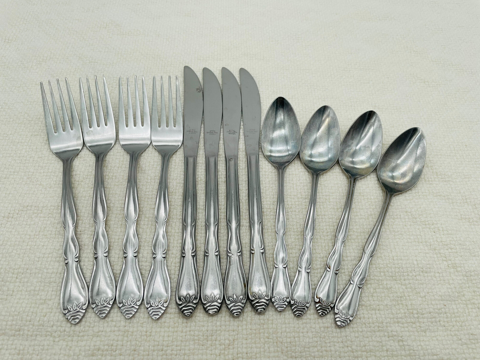 CTC Stainless Korea Flatware Forks Knives Teaspoons Set of 12 Pcs | eBay