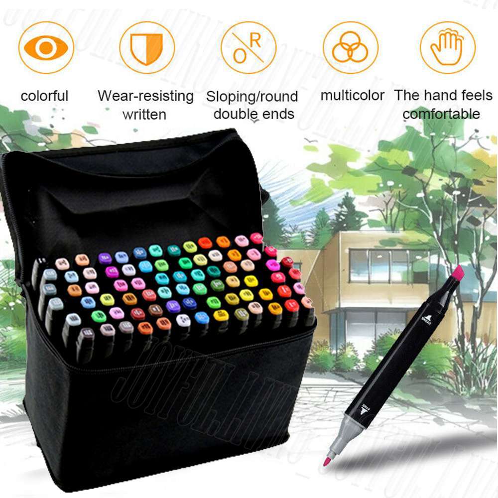 30/80pcs Colour Marker Copic Pen Set Dual Headed Graphic Artist Sketch ...