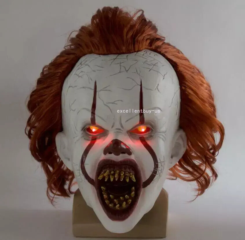 LED Pennywise Clown Mask Stephen King's IT Halloween Cosplay Full Mask ...