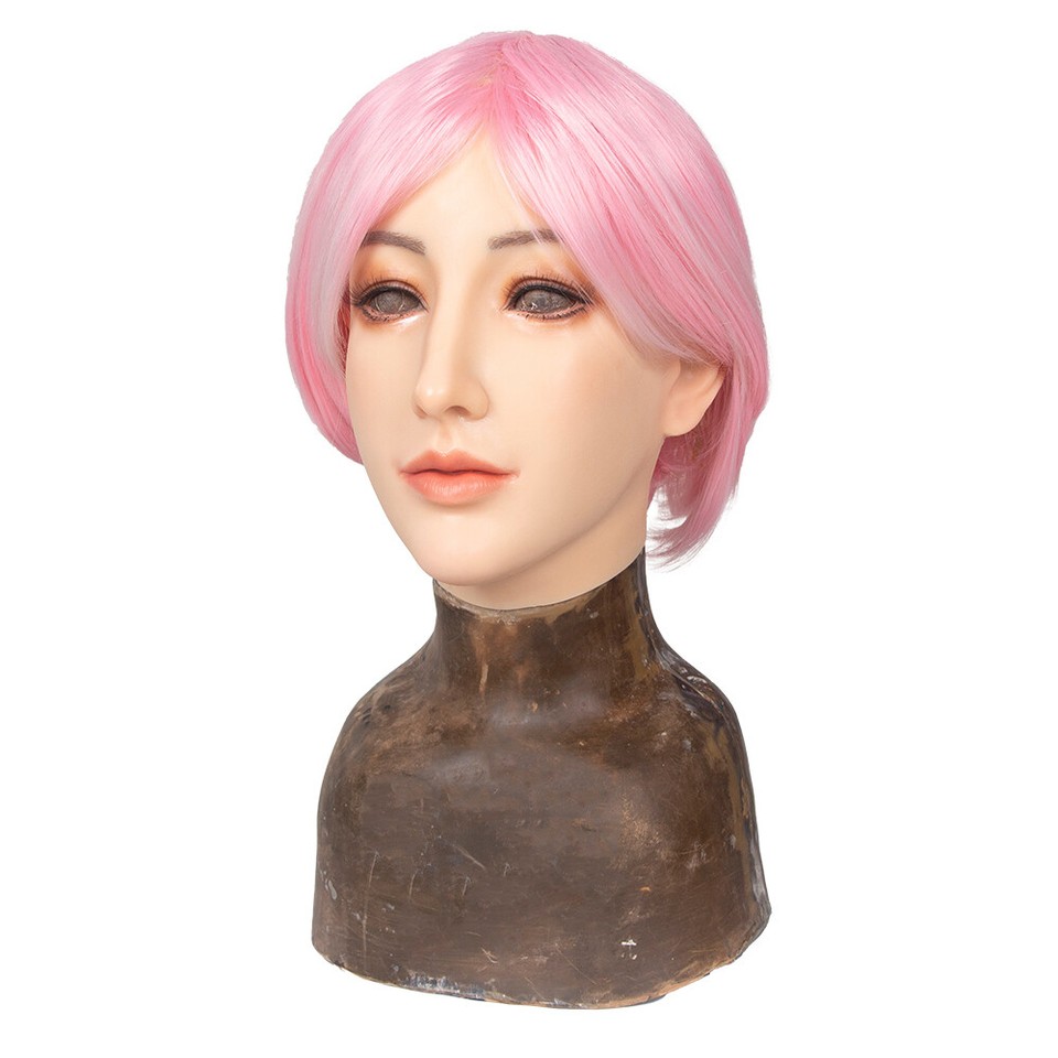 Realistic Silicone Female Face Mask Crossdresser Head Mask For women ...