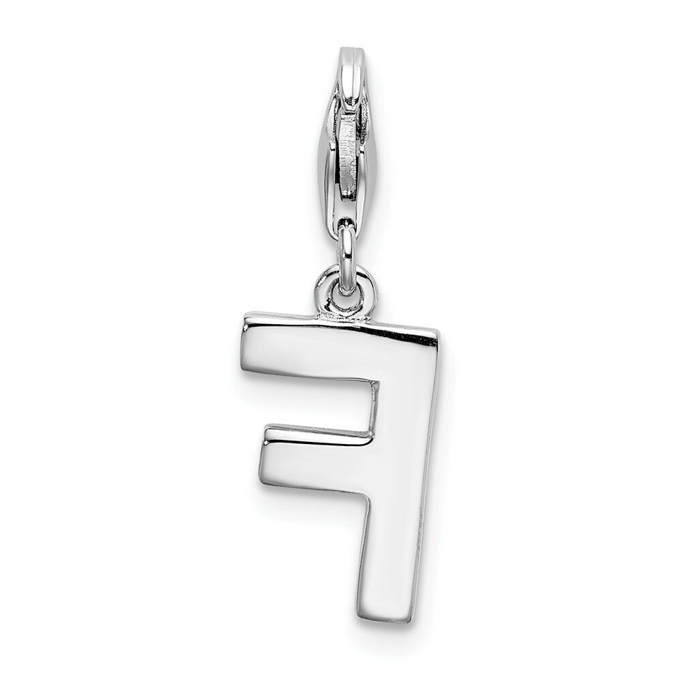 CZ Initial Letter F Charm .925 Sterling Silver Solid Clip On Amore La ...