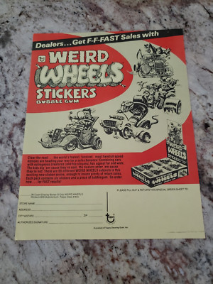 Weird Wheels Stickers Trading Cards Dealer Sell Sheet Sale Ad Topps ...