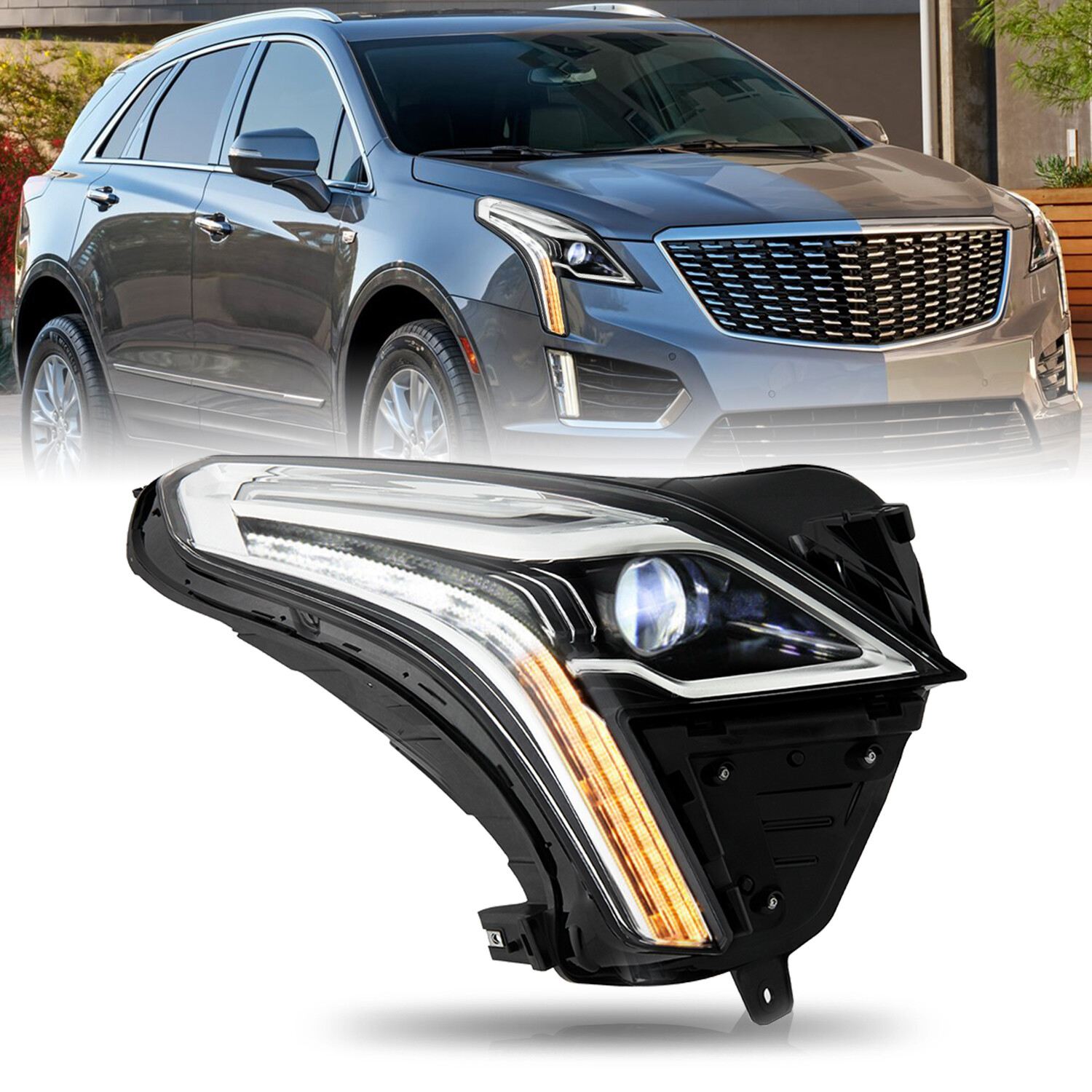 [FULL LED/DRL/Signal] For 2017-2024 Cadillac XT5 Projector Passenger ...