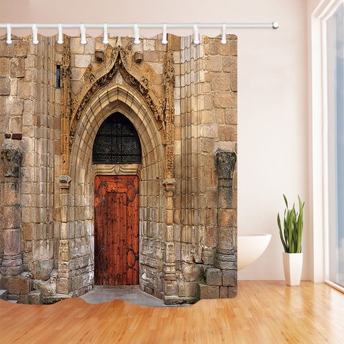 Medieval Castle Door Shower Curtain Waterproof Fabric Bathroom Decor ...