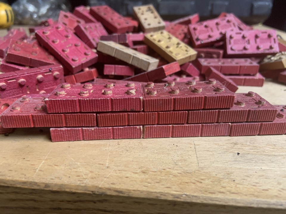 Large Lot of Vintage American Brick Red & Blonde American Wood Building ...