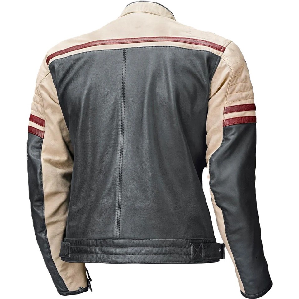Men's Black 100% Real Lambskin Leather Genuine Motorcycle Biker Racer ...
