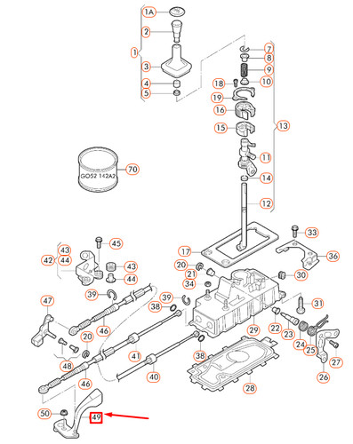 NEW VOLKSWAGEN BEETLE 9C FRONT GEARSHIFT LEVER 1J0711051Q 1J0-711-051-Q ...