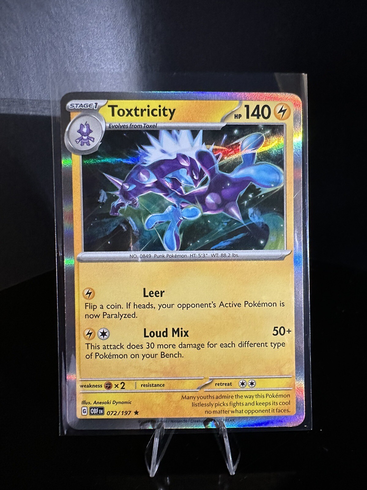 Toxtricity 072/197 NM Rare Non Holo DECK EXCLUSIVE Obsidian Flames ...