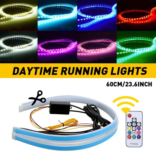 RGB 60CM LED Car DRL Daytime Running Turn Lamp Signal Strip Light ...