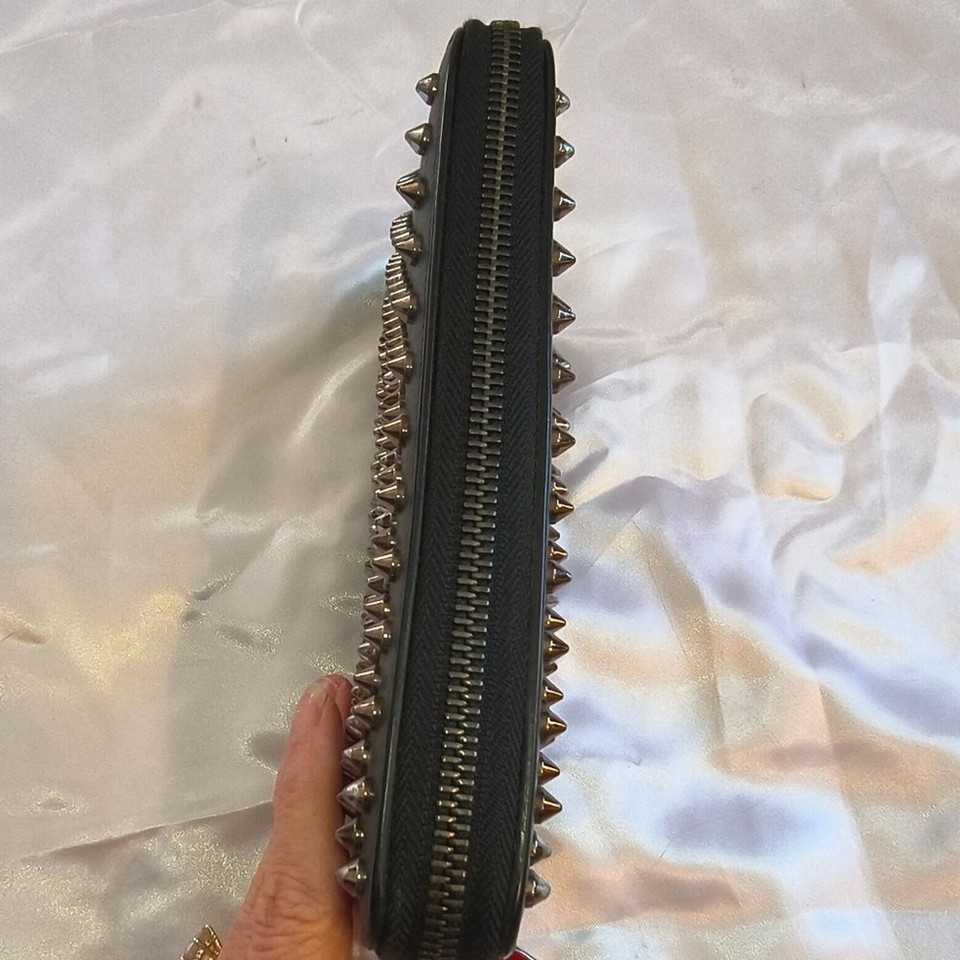 Christian Louboutin Black Double Panettone Long Zip Wallet W/Gunmetal ...