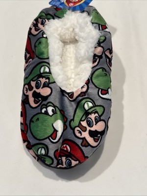 SUPER MARIO, LUIGI & YOSHI Fuzzy Babba YOUTH Slipper Socks Sz. S/M (8 ...