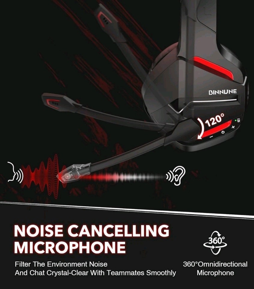 Binnune BW01 Bluetooth 2.4GHz Wireless Gaming Headphones Gamer Headset ...