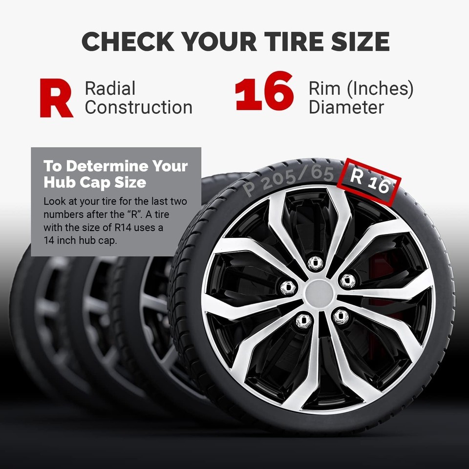 Set of 4 Car Wheel Cover 16 Inch Fits All Vehicle Black Silver Spider ...