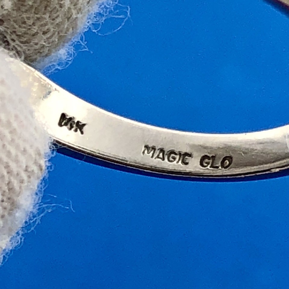 Estate Magic Glo 14K White Gold Diamond Solitaire w/Accents Engagement ...