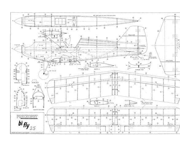 Bi-Fly 25 Biplane 36" Wingspan RC Model Airplane Printed Plans ...