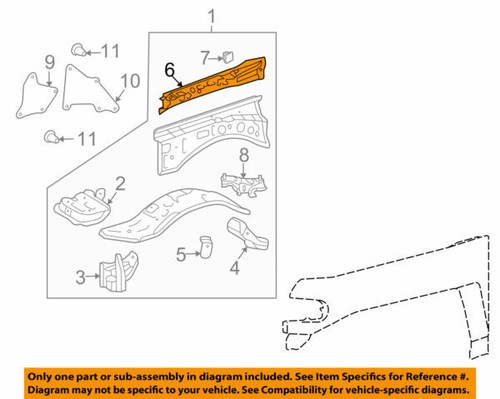 53743-35040 Toyota Reinforcement, front fender apron, front rh ...