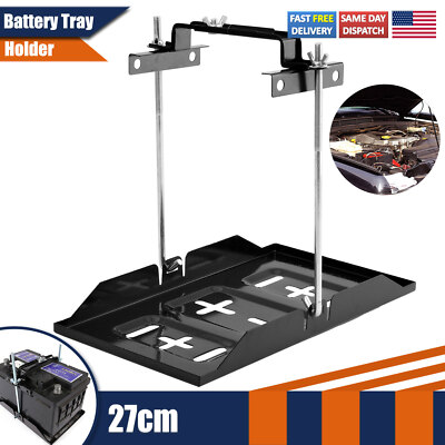 Universal Car Storage Battery Holder Adjustable Tray Hold Down Clamp ...