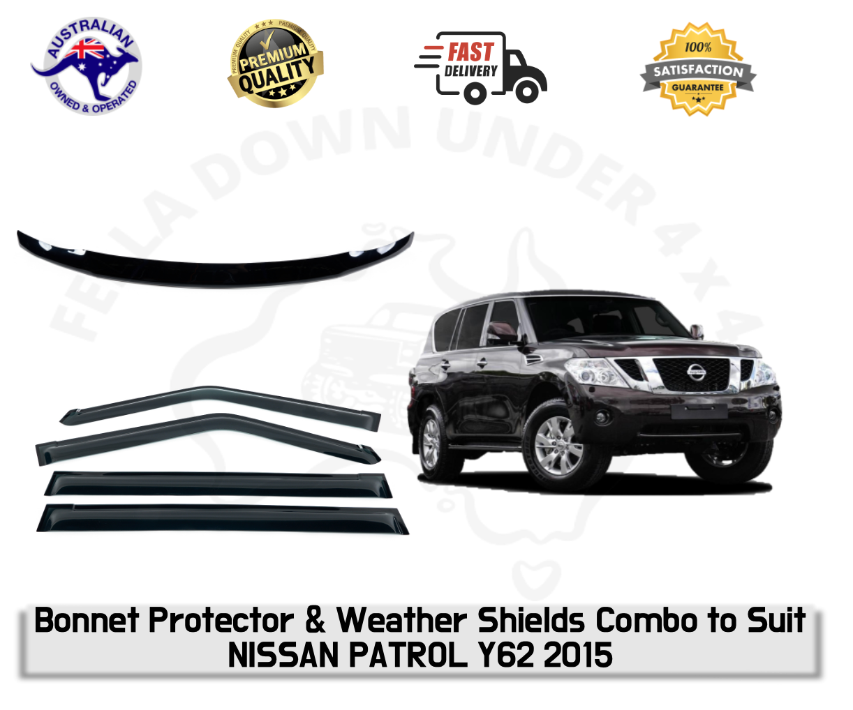 Bonnet Protector & Weather Shields Combo To Suit NISSAN PATROL Y62 2012 ...