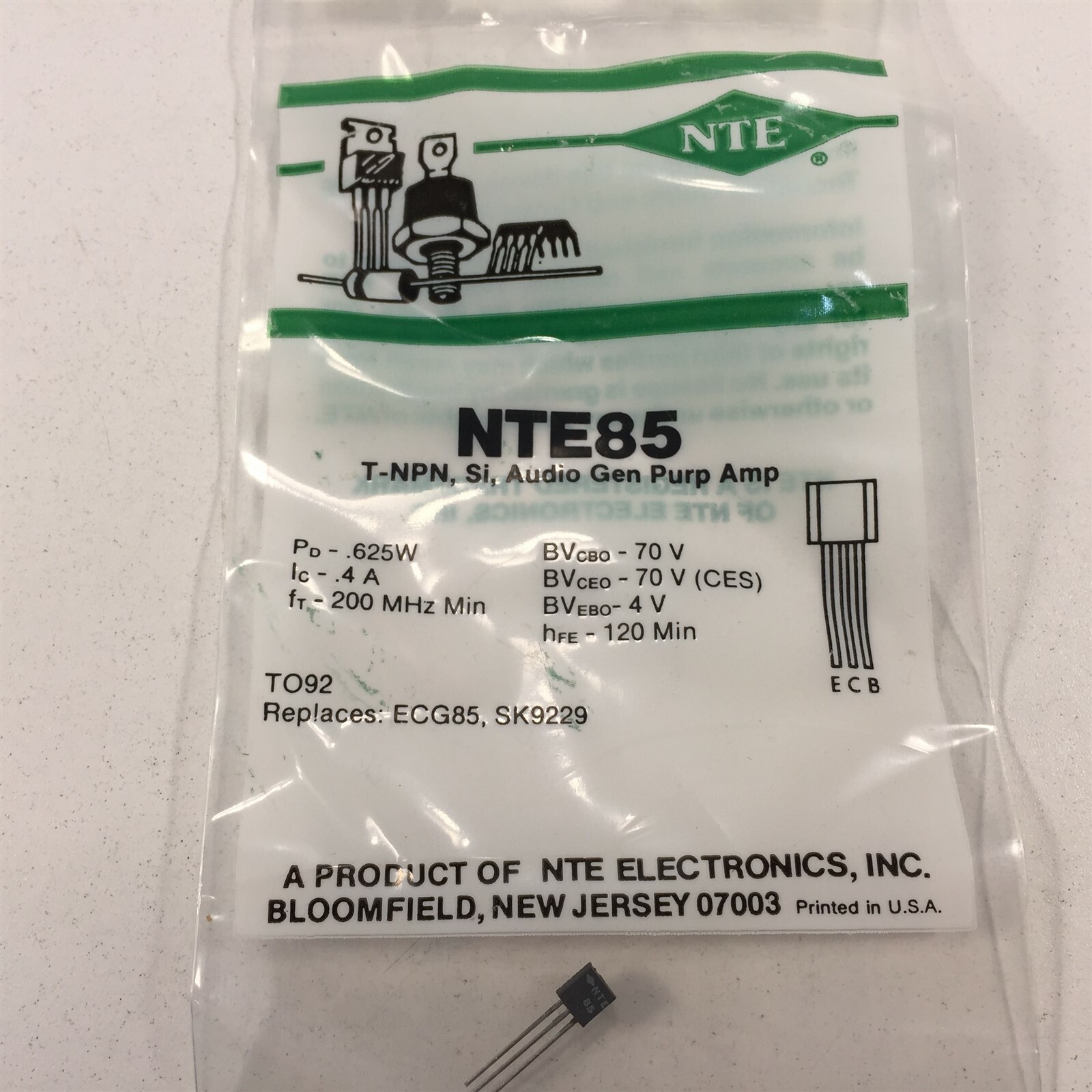 (5) NTE NTE85 Silicon NPN Transistor General Purpose Amplifier - Lot of 5 | eBay