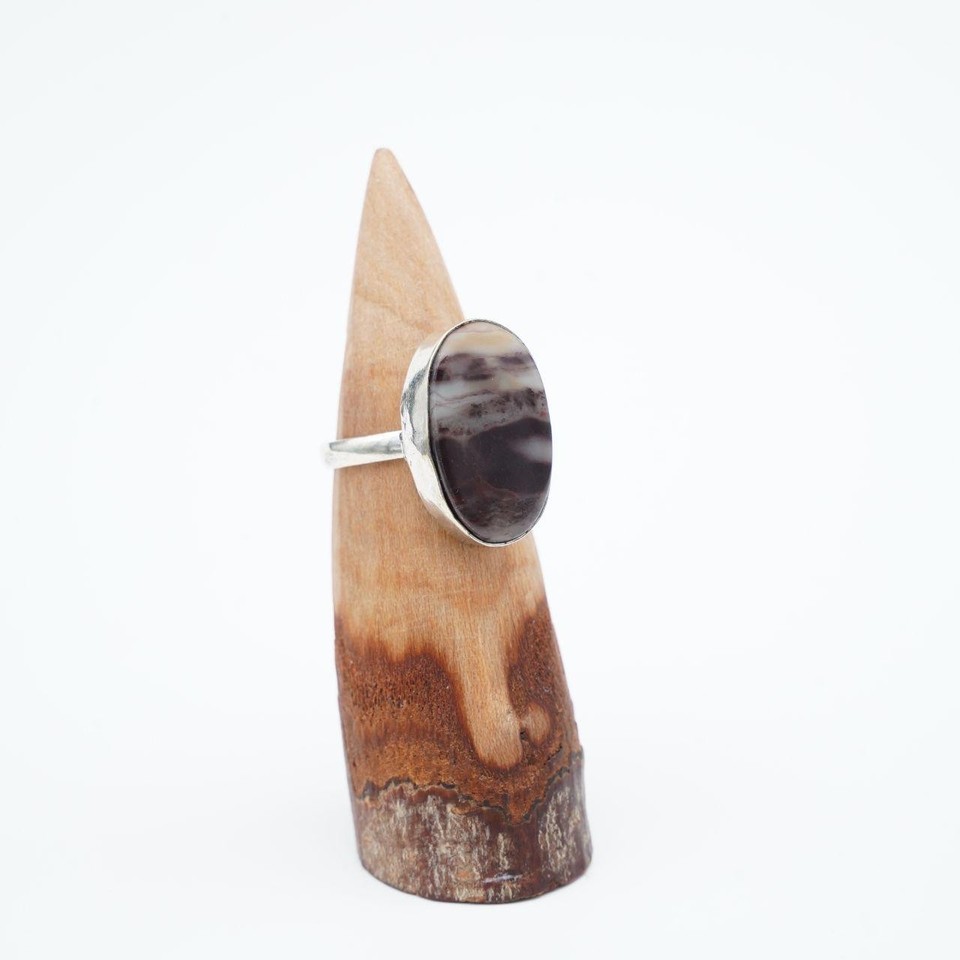 925 Sterling Silver Banded Agate Gemstone Ring Size S | eBay UK