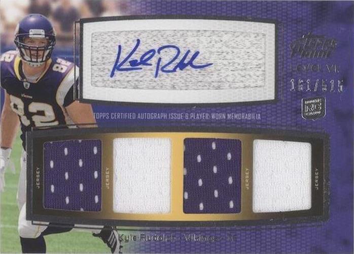 2011 Topps Prime - Level VI Autographed Relic Kyle Rudolph #PVI-KR /515 ...