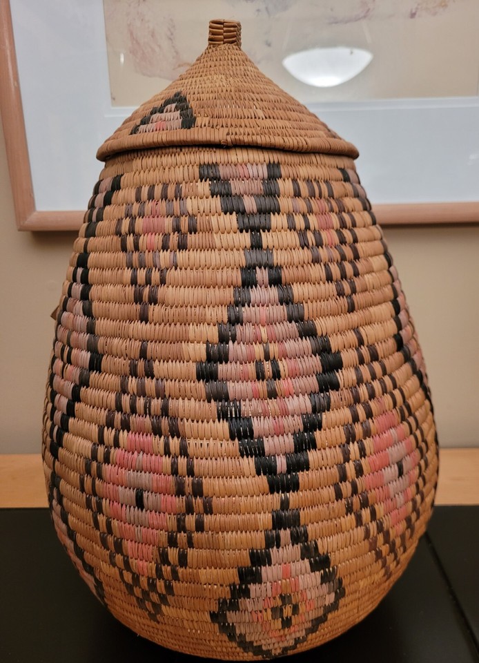 VTG AFRICAN ZULU BASKET,LARGE UKHAMBA/DIAMOND DESIGN-HANDWOVEN SOUTH ...