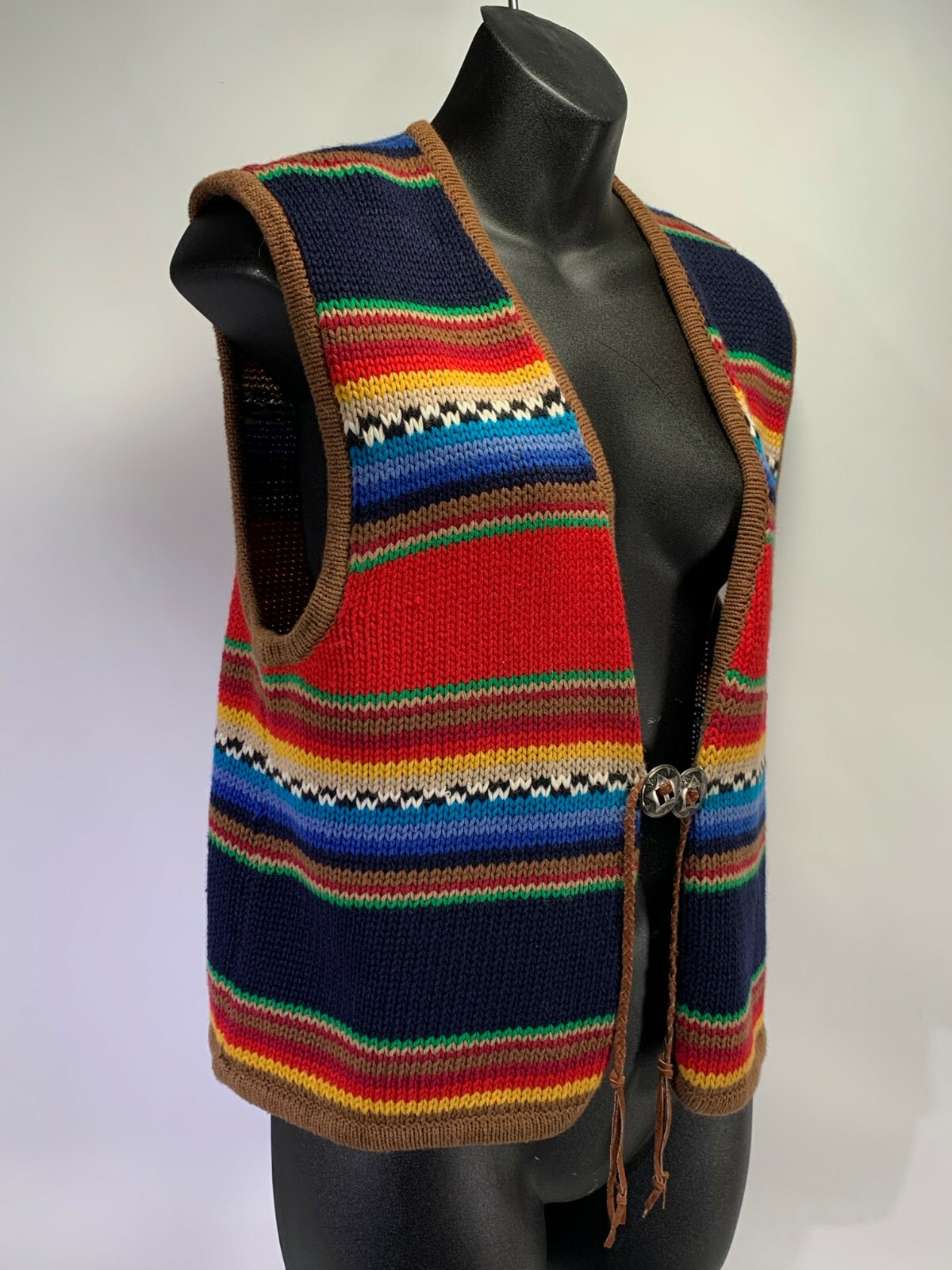 Vintage Chaus Sport Ramie Western / Native Style Vest Multi color Ramie ...