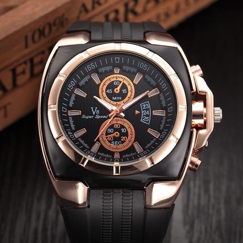 V8 Quartz Sport Watch with Black Silicone band | eBay