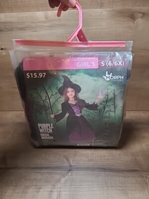 Morph Costumes Purple Witch Halloween Costume Girls Dress, Hat, Size ...