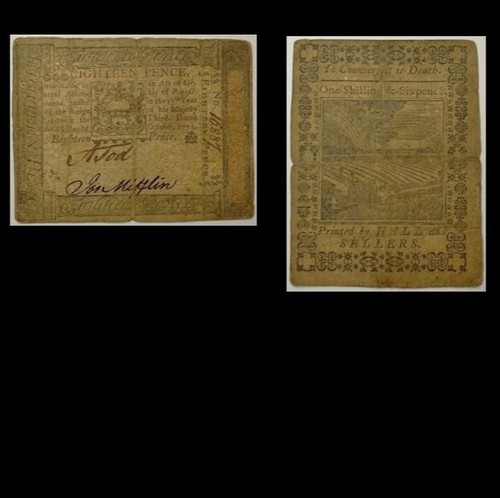 252 Year Old Pennsylvania Colonial Currency 18 Pence Note Oct. 1773 ...